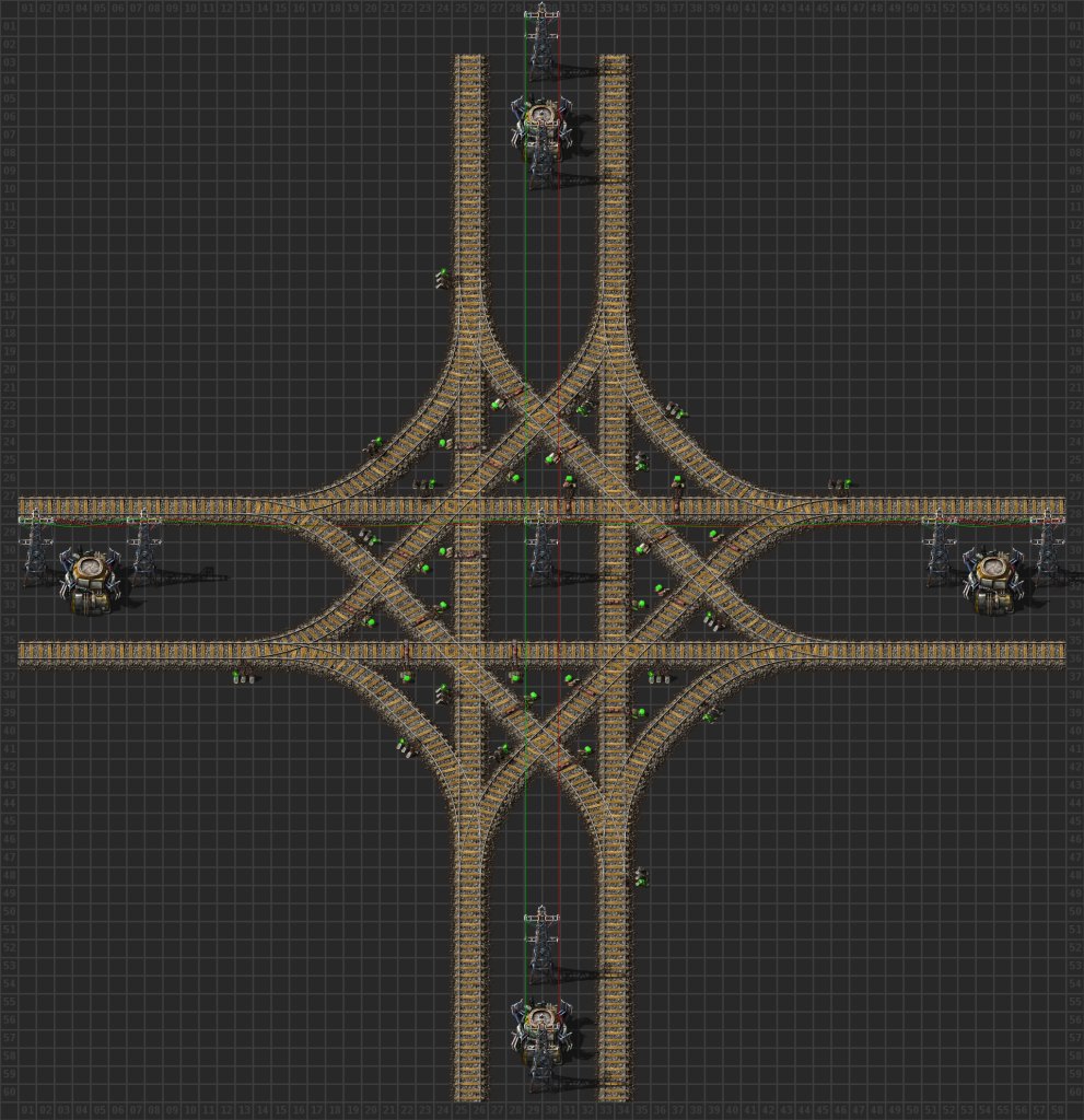 Modular snapping rail blueprints with roboports - 4-way intersection ...