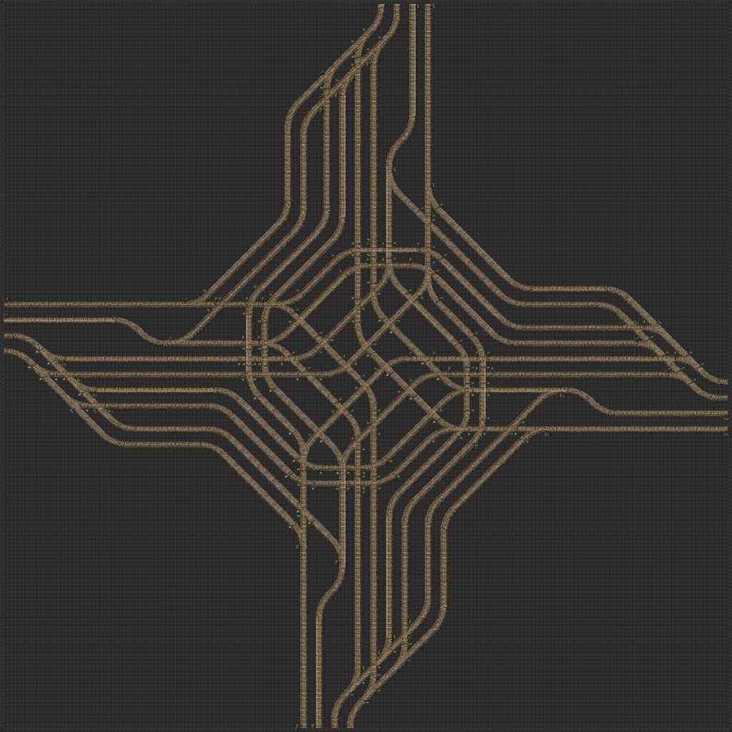 4-lane 4-way buffered intersection, 6 car trains - 4-way intersection ...