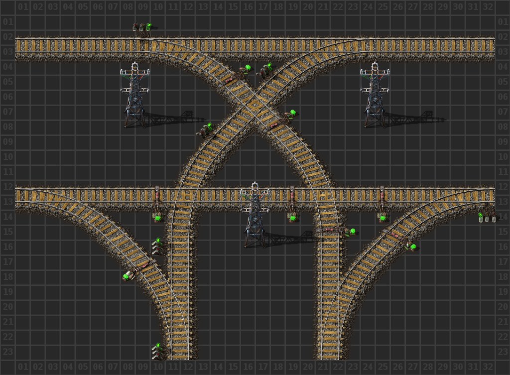 Chunk Aligned Rail Sections - 4 Spacing - T - FactorioBin